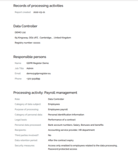 Records of processing activities in GDPR Article 30 | GDPR Register